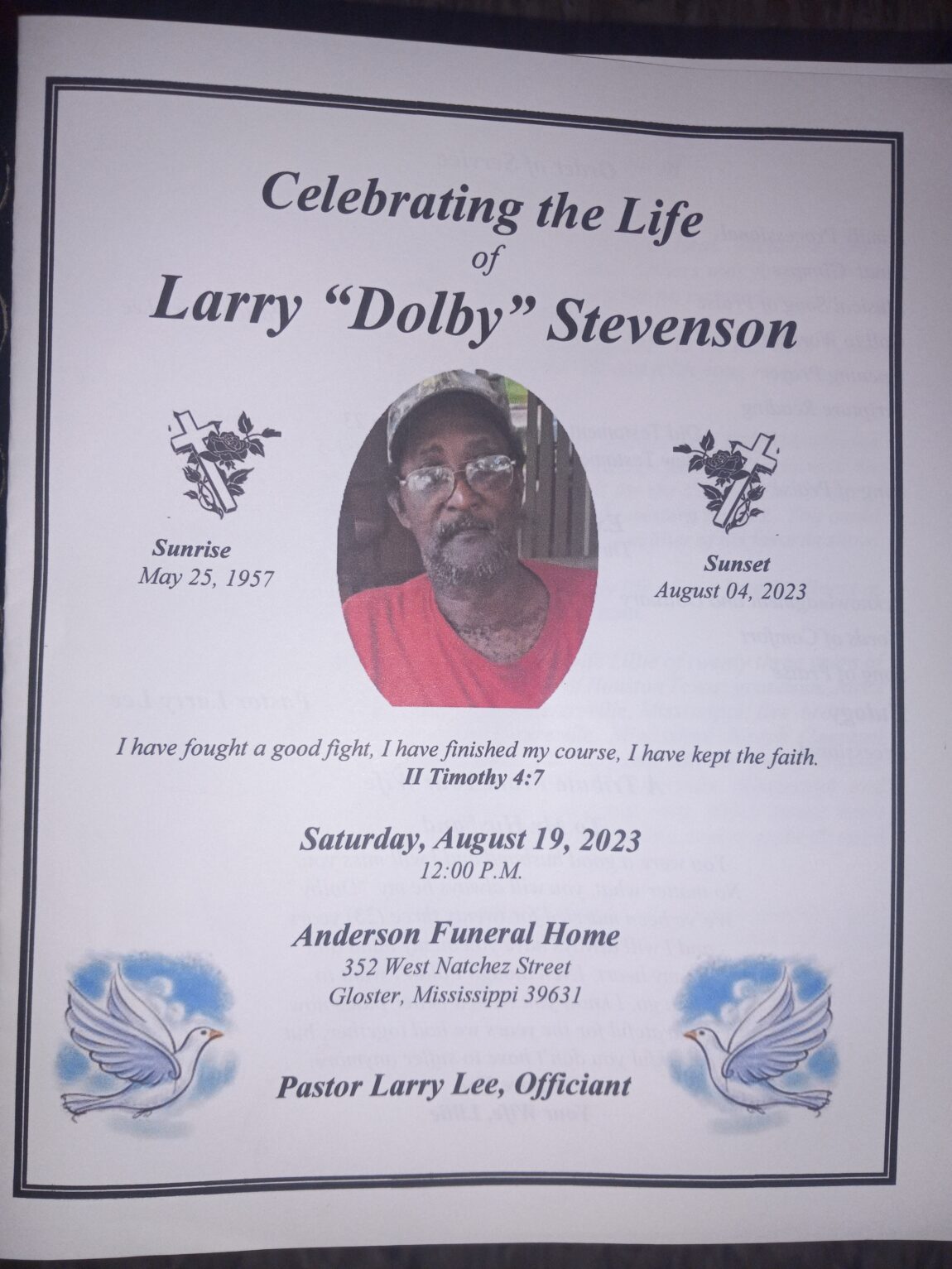 Larry “Dolby” Stevenson | Anderson Funeral Home
